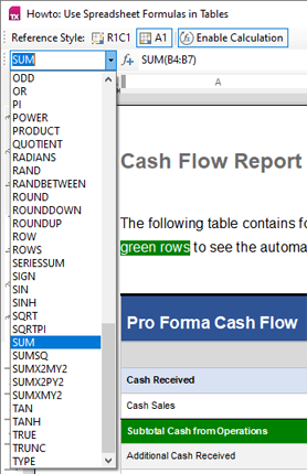 Howto: Use Spreadsheet Formulas in Tables - TX Text Control .NET for Windows Forms
