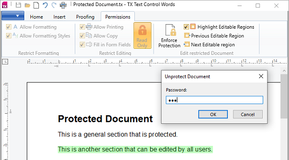TX Words: User Access - TX Text Control .NET for WPF